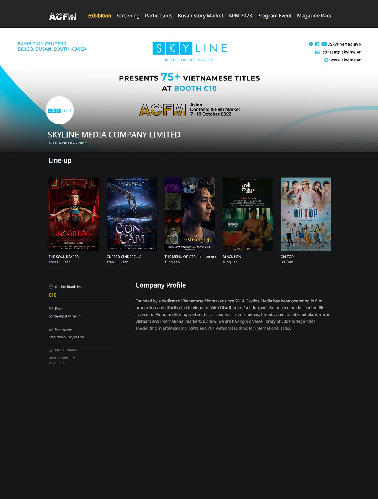SKYLINE MEDIA TRÌNH LÀNG PHIM VIỆT MỚI NHẤT TẠI HỘI CHỢ PHIM HÀNG ĐẦU CHÂU Á - ACFM 2023